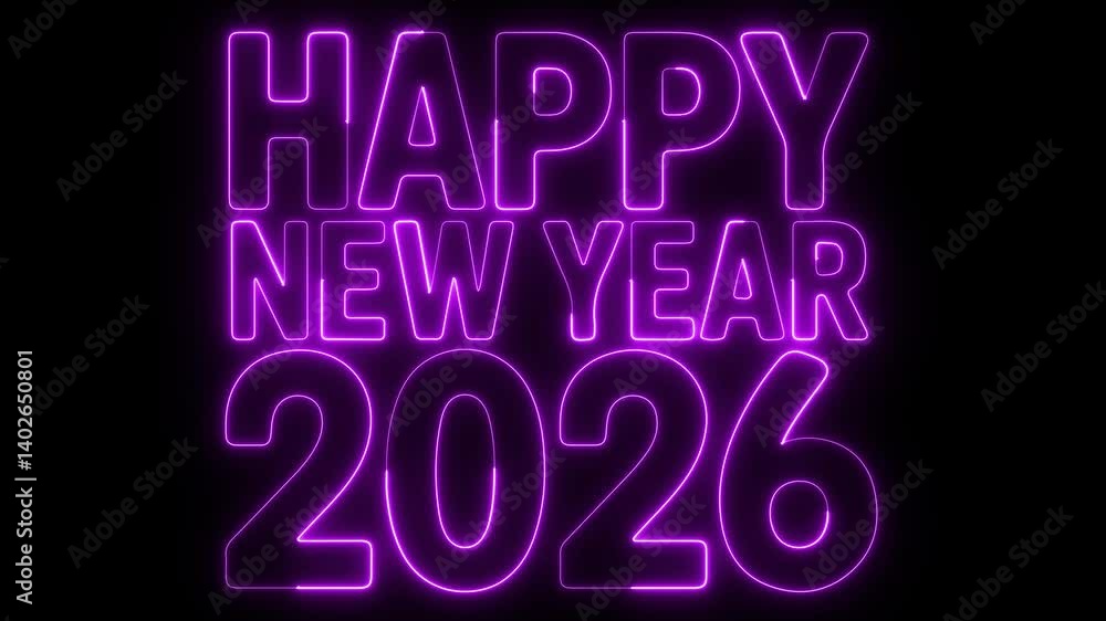 Vídeo do Stock: Glowing Neon Text Animation Background for 2026, Neon ...