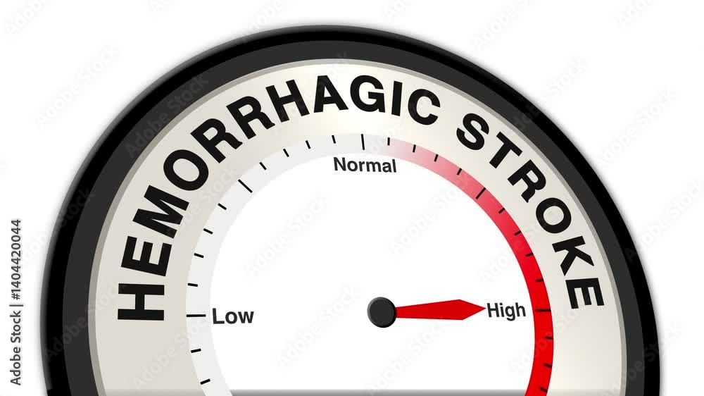 Hemorrhagic Stroke text or word shown with a barometer or tachometer ...