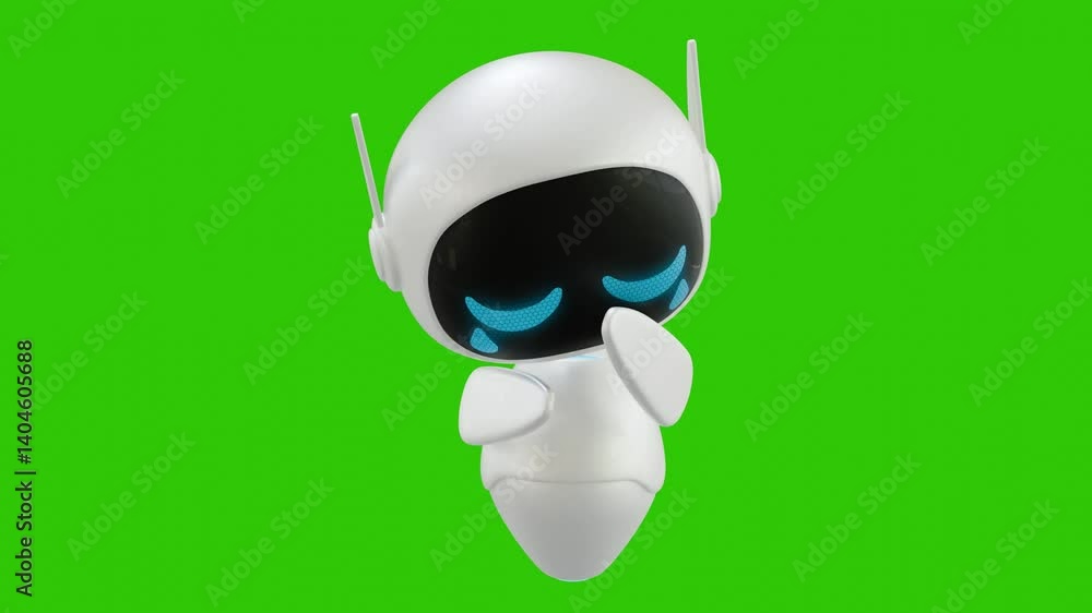 Cute 3D mini Robot character animation with sad and crying movement ...