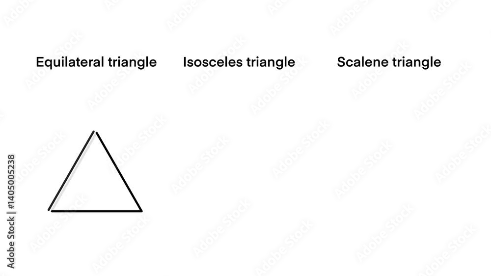 three types of triangles based on their side lengths, an equilateral ...