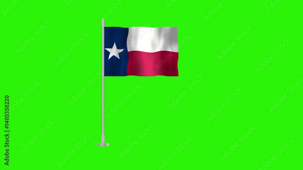 Stockvideon Flag of Texas, Pole flag of Texas on Green screen chroma ...