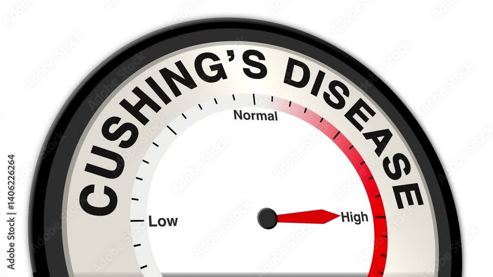 Cushing's Disease text or word shown with a barometer or tachometer ...
