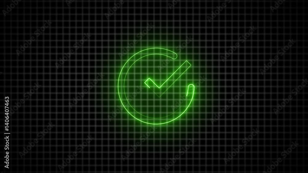 "Neon Glowing Blue Check Mark Icon on Dark Background — Modern Digital ...