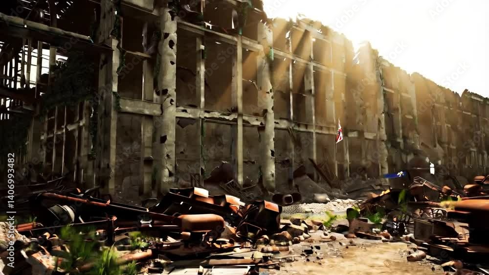 War-Torn Building: A haunting image captures the aftermath of conflict ...