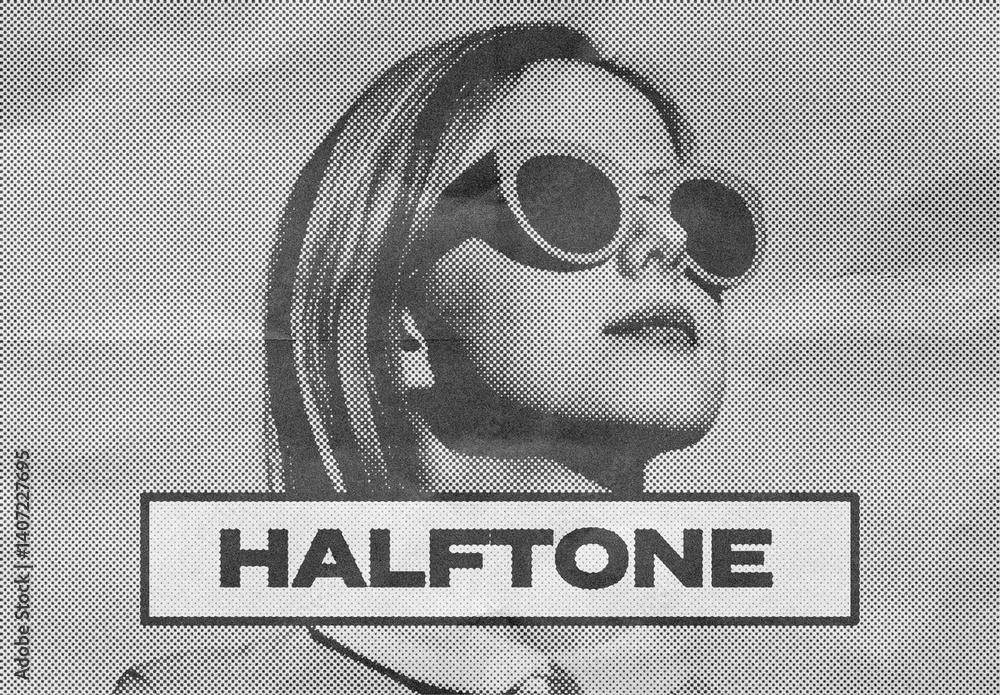 Halftone Retro Risograph Magazine Photo Effect Paper Texture Template ...