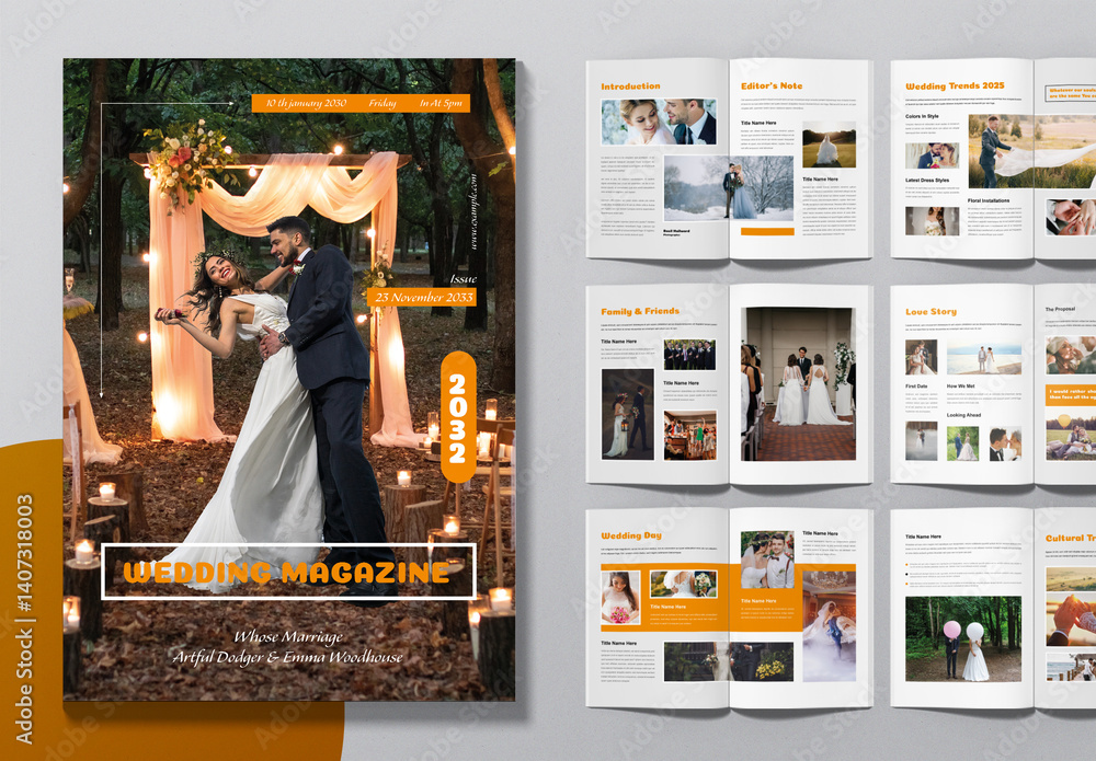 Elegant Wedding Magazine Template Layout Stock Template | Adobe Stock