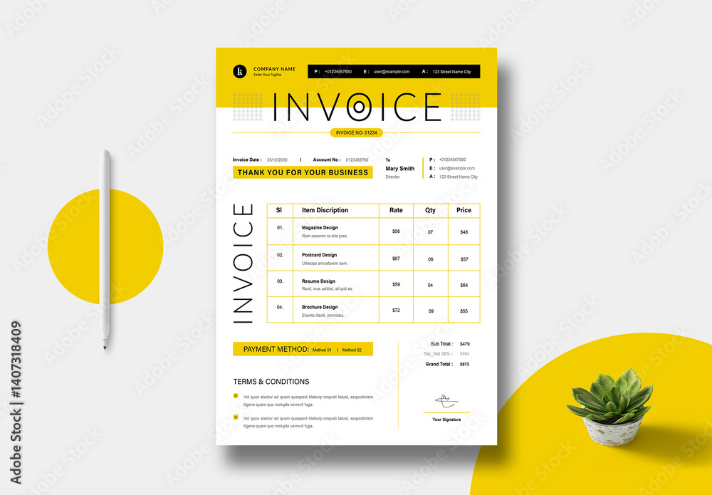 Invoice Template Layout Stock Template | Adobe Stock