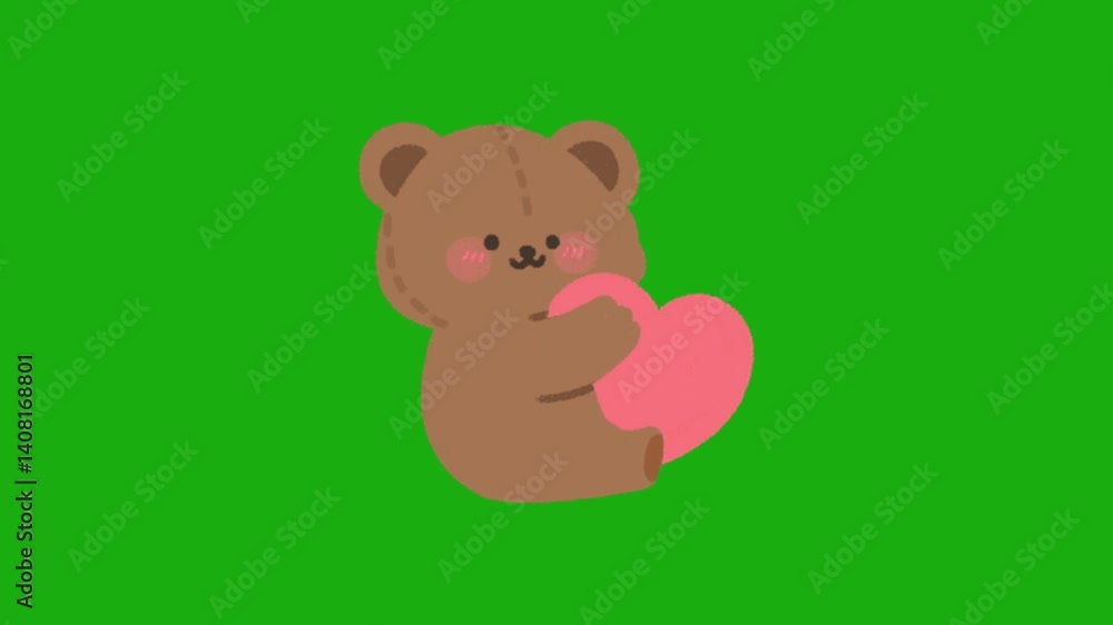 Teddy bear with heart Green screen animation motion graphic with chroma ...
