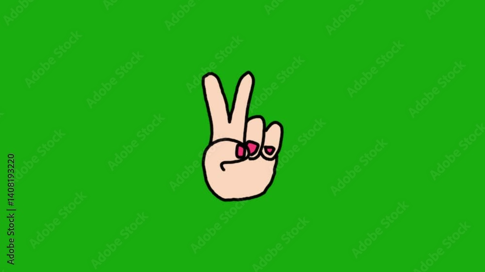 Peace sign with hand Green screen animation motion graphic with chroma ...