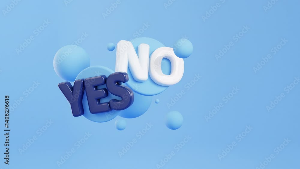 Yes or No 3d text looped animation. Abstract shapes, spheres. Animated ...