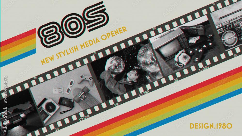 Nostalgia 80s Retro Vhs Opener template contains 13 media placeholders ...