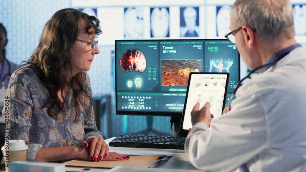 Healthcare professional sharing his expertise and interpreting the MRI ...