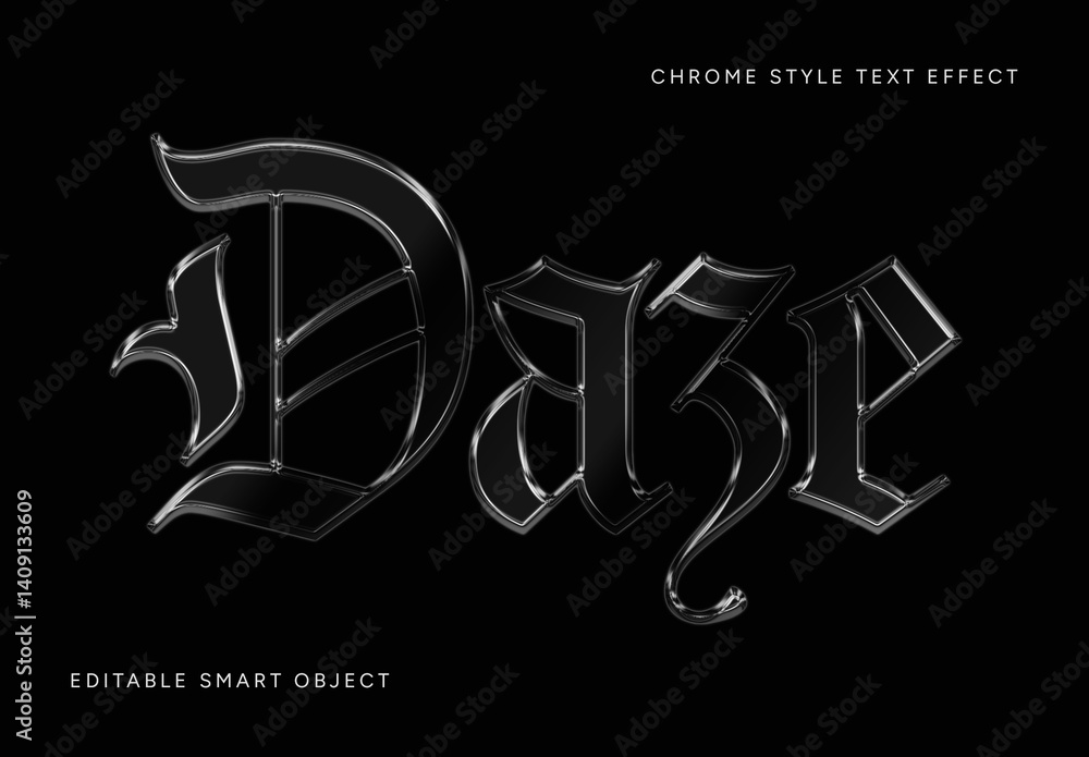 Silver Metallic Gothic Chrome 3D Text Effect Stock Template | Adobe Stock