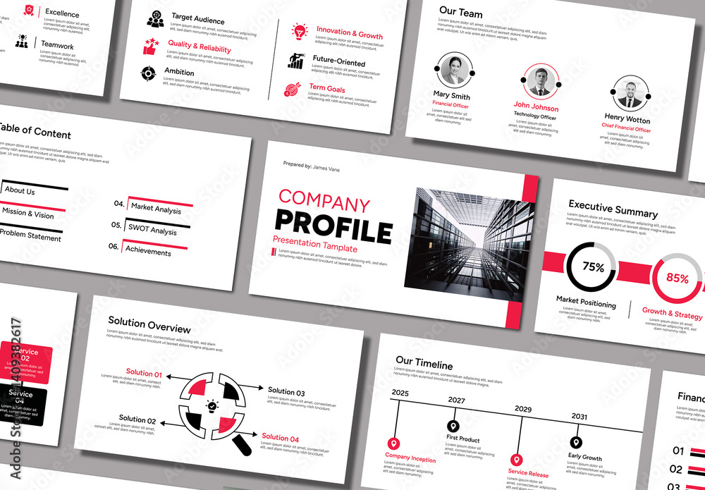 Modern Company Profile Presentation Template Design Layout Stock ...