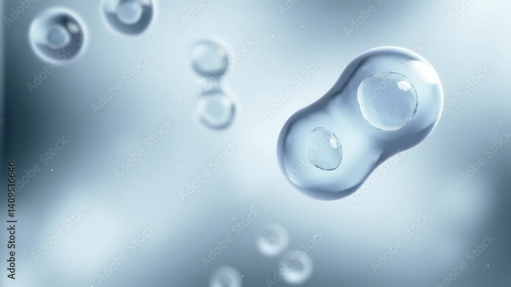 Stem cells dividing under the microscope. Cell division or cloning ...