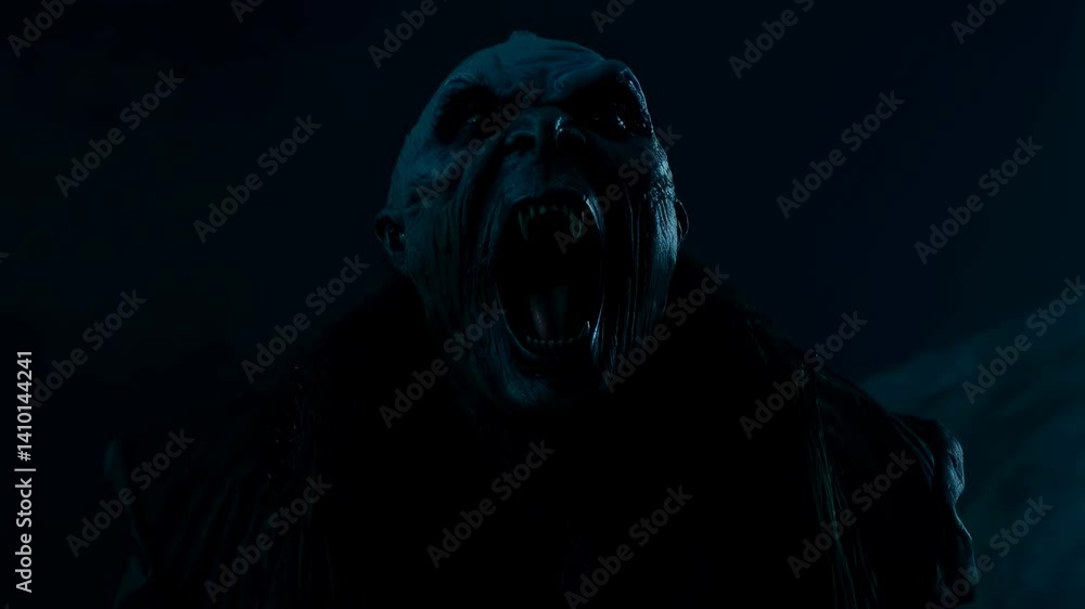 Creepy nightmare screamer: haunting demon ghost jumpscare in eerie ...