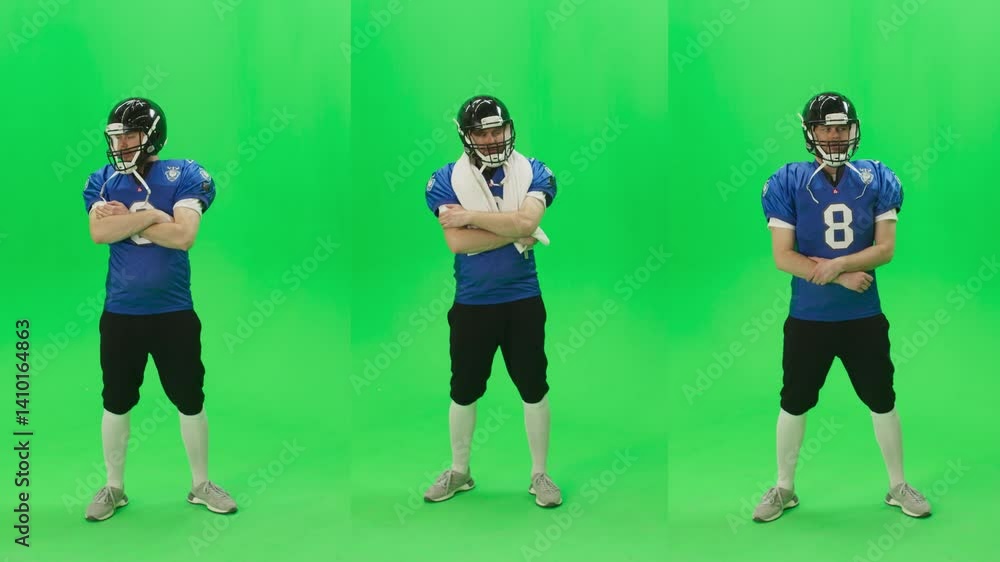 Wideo Stock: Green Screen Chroma Key. White Male Athlete in Blue Jersey ...