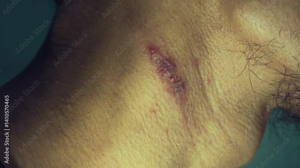 Skin lesion symptom in Shingles or Herpes zoster in person. Viral ...