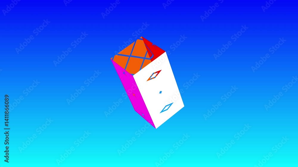 This 3D object is rectangular with an appearance that has a unique ...