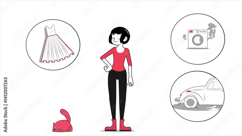 Animated character presents traffic safety rules using illustrations of ...