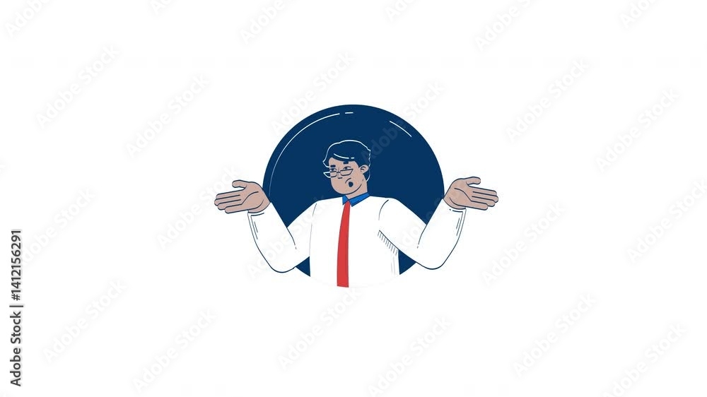 Confused arab businessman expressing uncertainty 2D character doodle ...