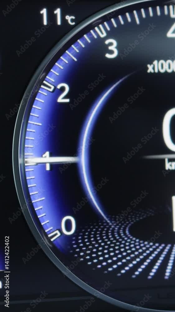 Vertical Video of Car tachometer engine revving needle indicates ...