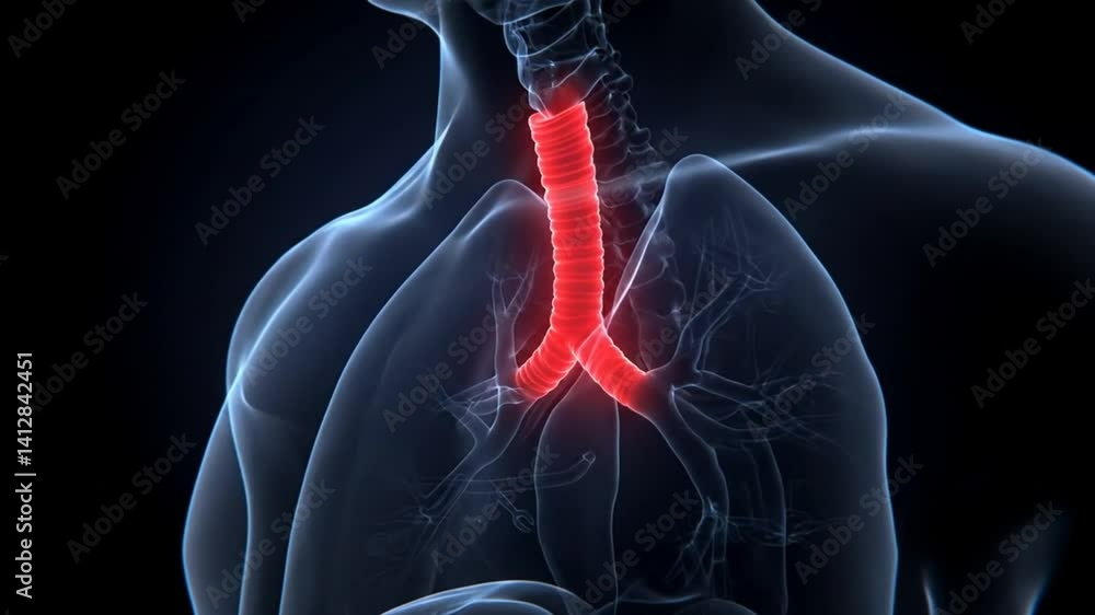Human Respiratory System: Trachea and Bronchi Anatomy 3D Model Stock ...
