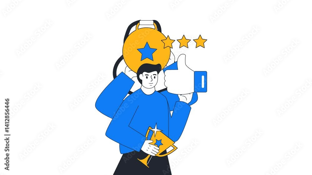 Positive rating men working 2d animation man best employee of the month ...