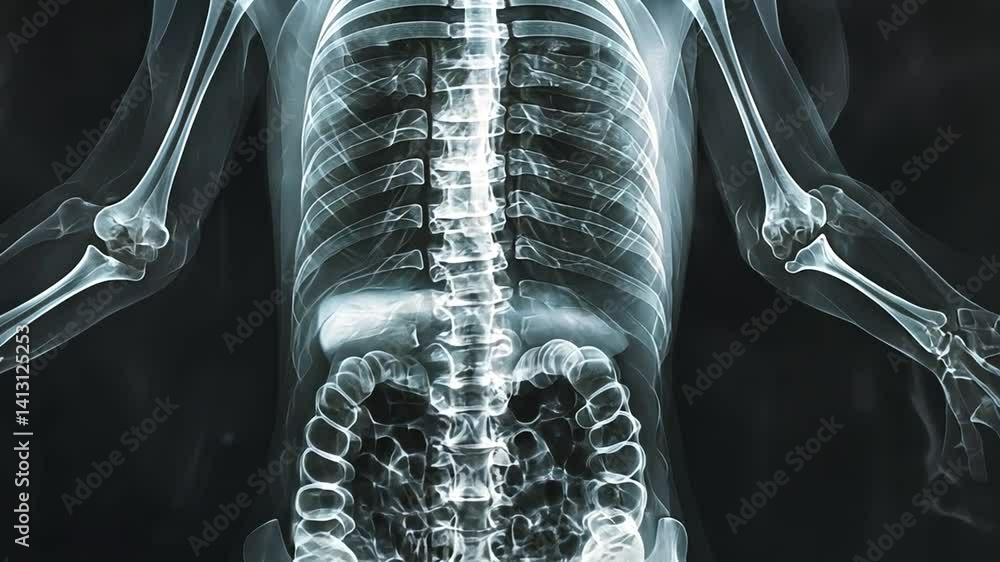 Detailed Human Body X-Ray Scan Revealing Skeletal Structure and ...