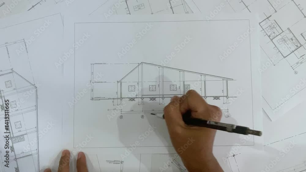 architecture blueprint plan home detail drawing sketch construction ...