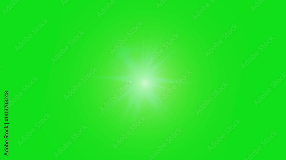 Top center sun rays or god bless rays on green screen. 4K white ...