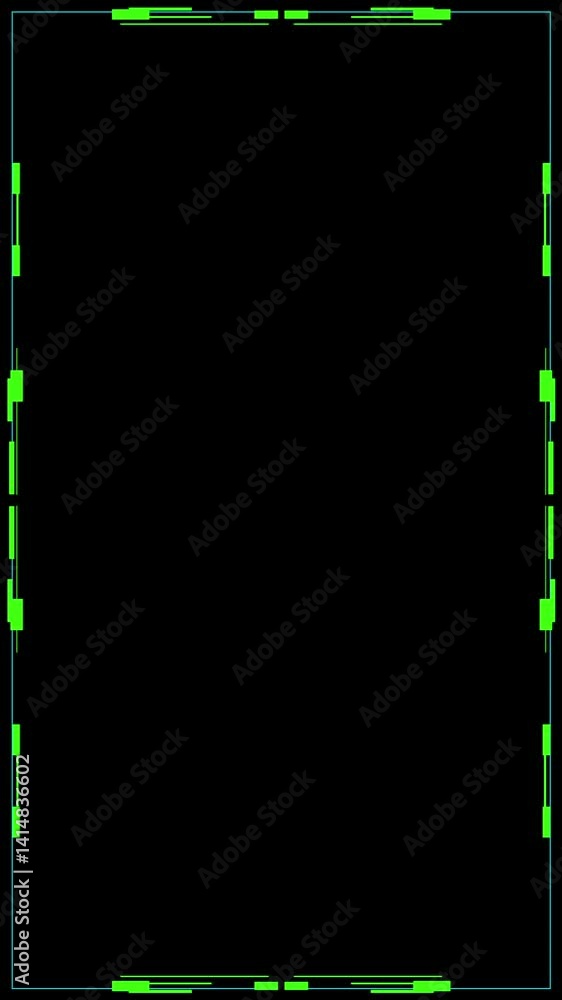 Minimalist green digital frame border with segmented or dashed lines ...