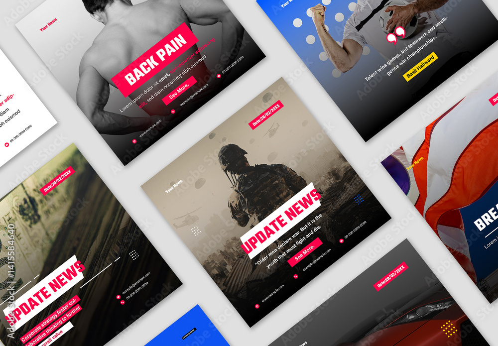 News Headline Social Media Template Layout Stock Template | Adobe Stock