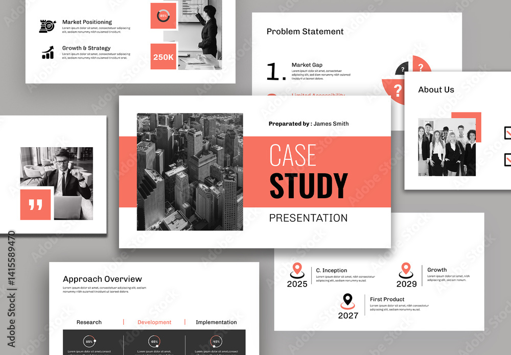 Modern Case Study Presentation Layout Stock Template | Adobe Stock