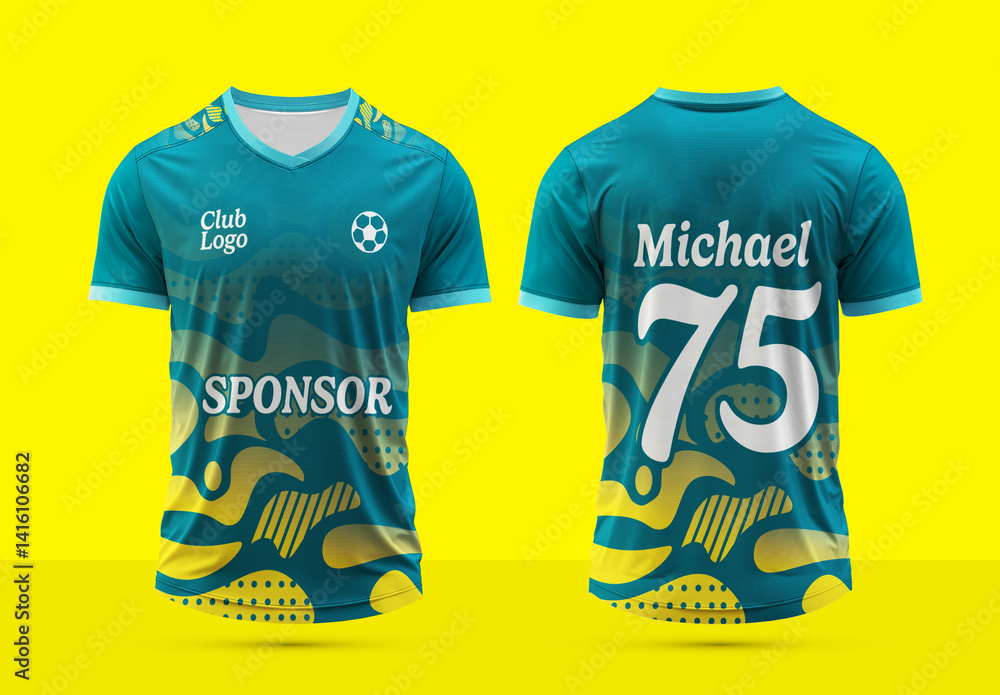 Modelo de Front and Back View of a Sports Jersey Design Layout do Stock ...