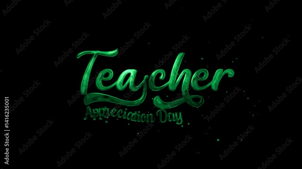 Teacher Appreciation Day Lettering Text Animation with Sparkling Green ...