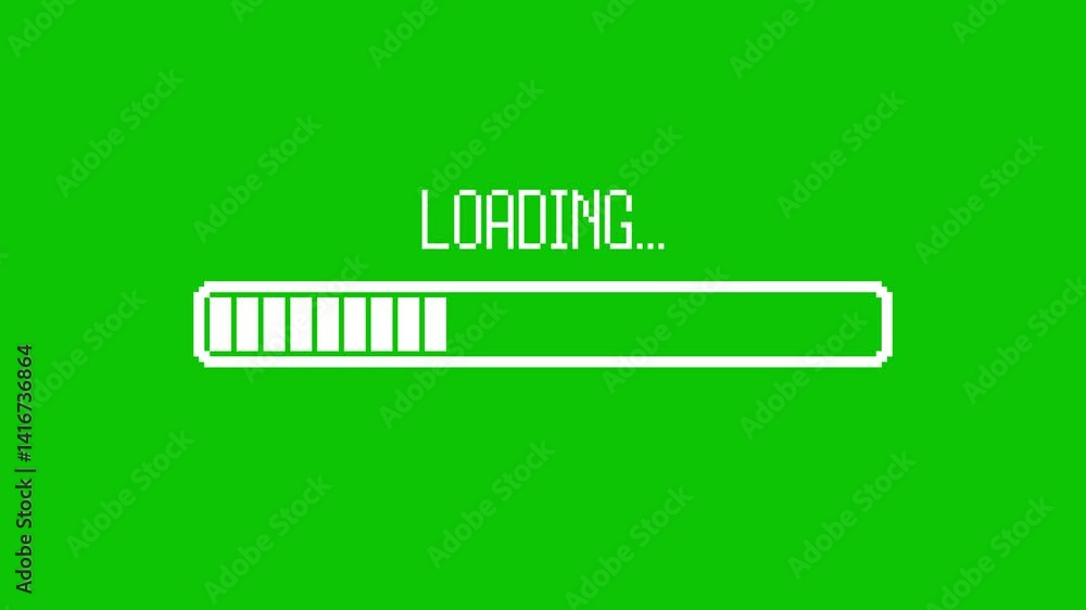Pixel art loading animation. Retro video game download bar screen ...