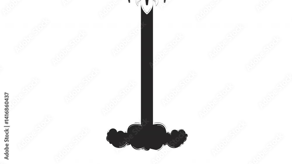 MVP startup rocket launch outline 2D object doodle animation. Business ...