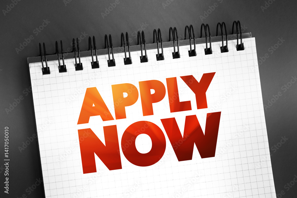 Poster Apply Now text on notepad, concept background – Wall Art | UkPosters