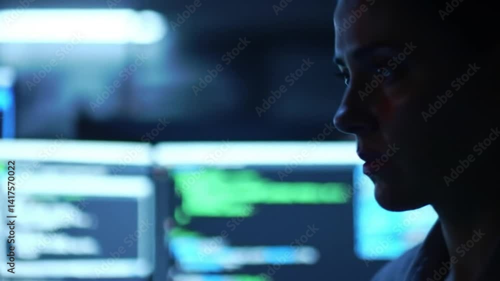 Futuristic AI woman reboot animation with digital interface, female ...