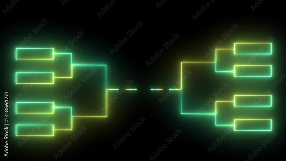 Animation of neon glowing team Tournament bracket templates isolated ...