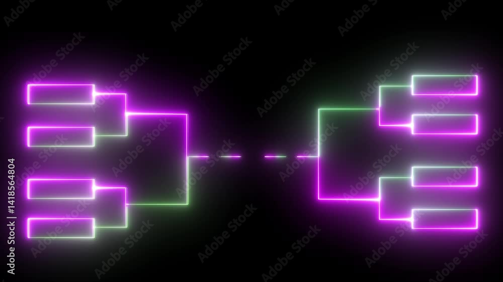 Animation of neon glowing team Tournament bracket templates isolated ...