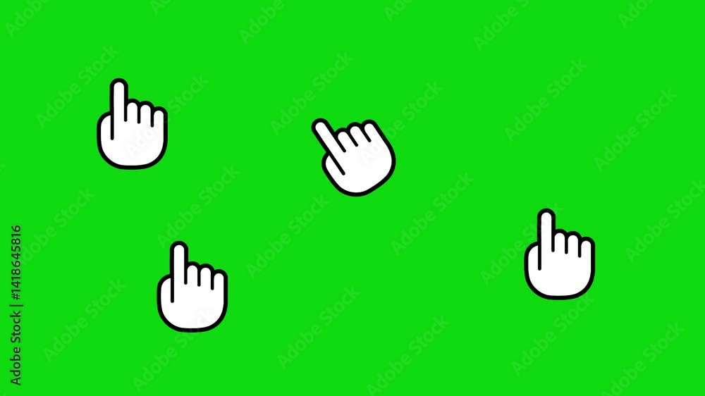Hand Cursor Set Moving in Different Directions on Green Screen ...