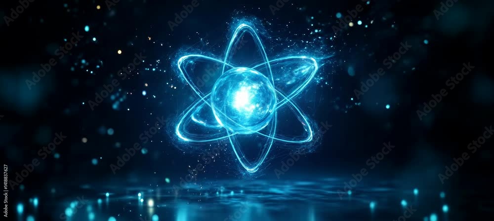 Microscopic view atom electron quantum energy particle. Physics science ...