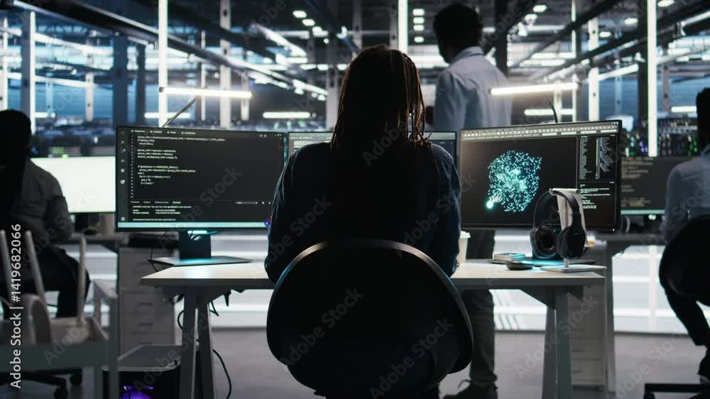 Stressed server hub admin worried by malfunctioning data analytics AI ...