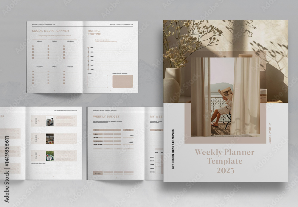 Weekly Planner Brochure Layout Stock Template | Adobe Stock