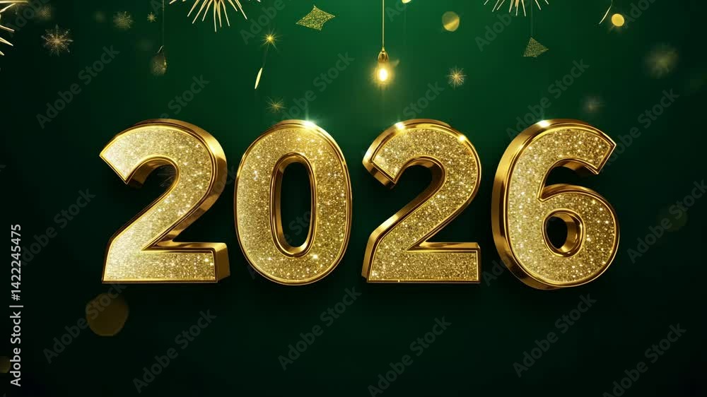 Celebratory sparkling 2026 numbers with gold confetti and festive ...