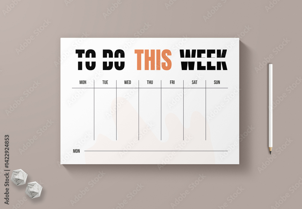 Minimal Weekly Planner Template Modern To-Do List Layout Stock テンプレート ...