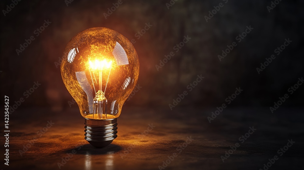 Glowing Lightbulb Idea on Dark Background Representing Innovation and ...