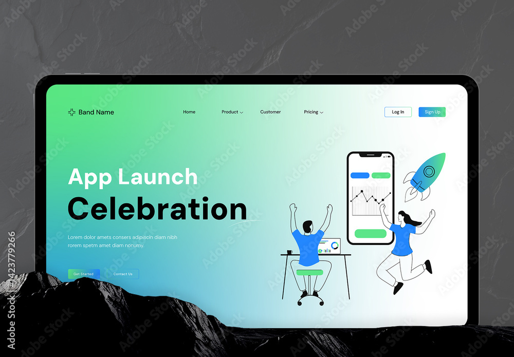 New App Launch Hero Header UI Illustration Stock Template | Adobe Stock